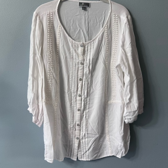 JM Collection | Tops | Jm Collection Size X White Button Down Blouse ...